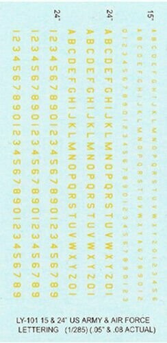 Letters and single digit numbers in US Army and Air Force fonts ...