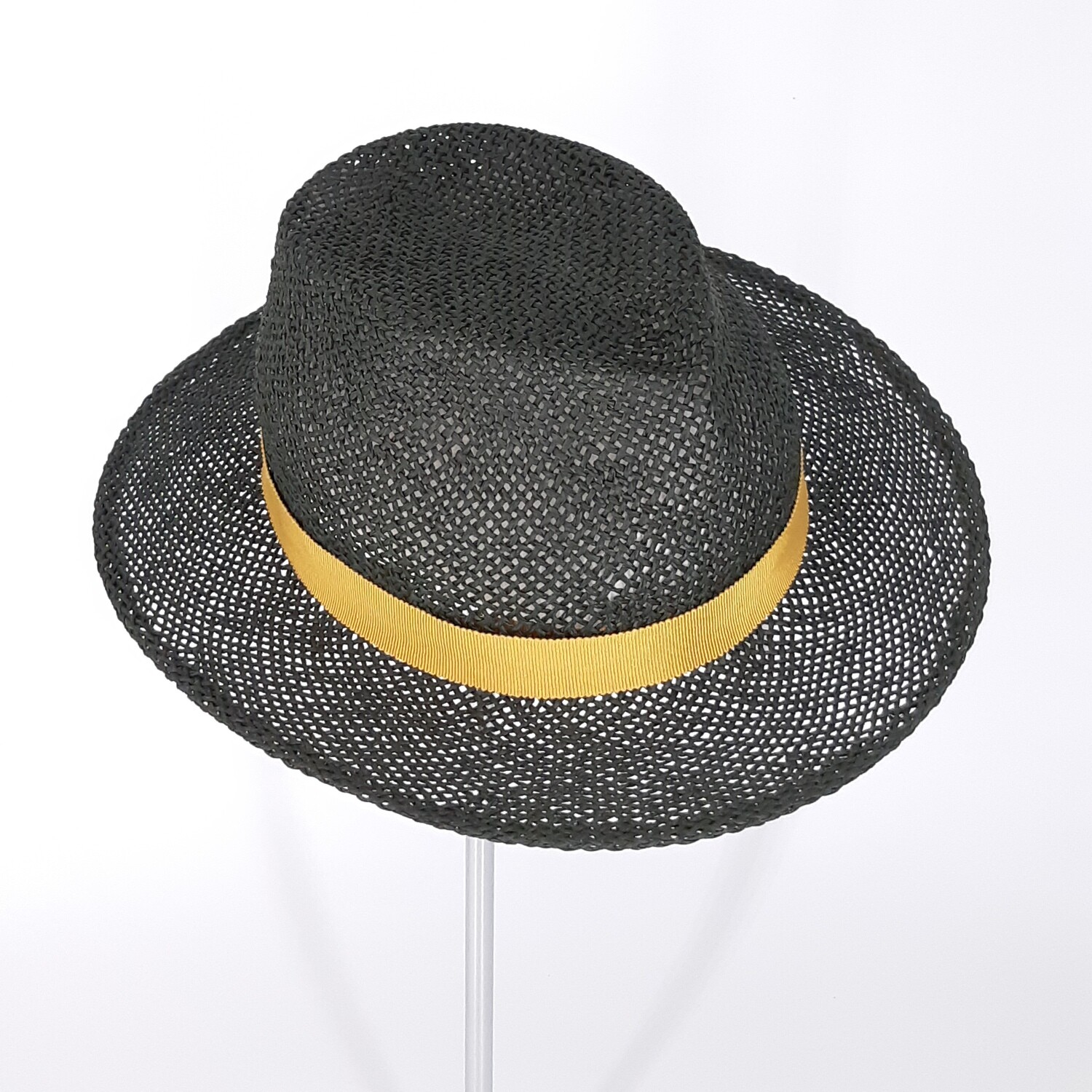 Zomer fedora hoed in papyrus, lage kroon | flessengroen