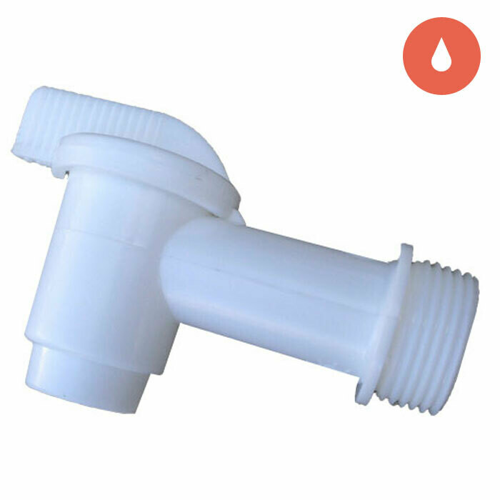 Grow1 White Plastic Threaded Spigot for 5-55 gallon Containers