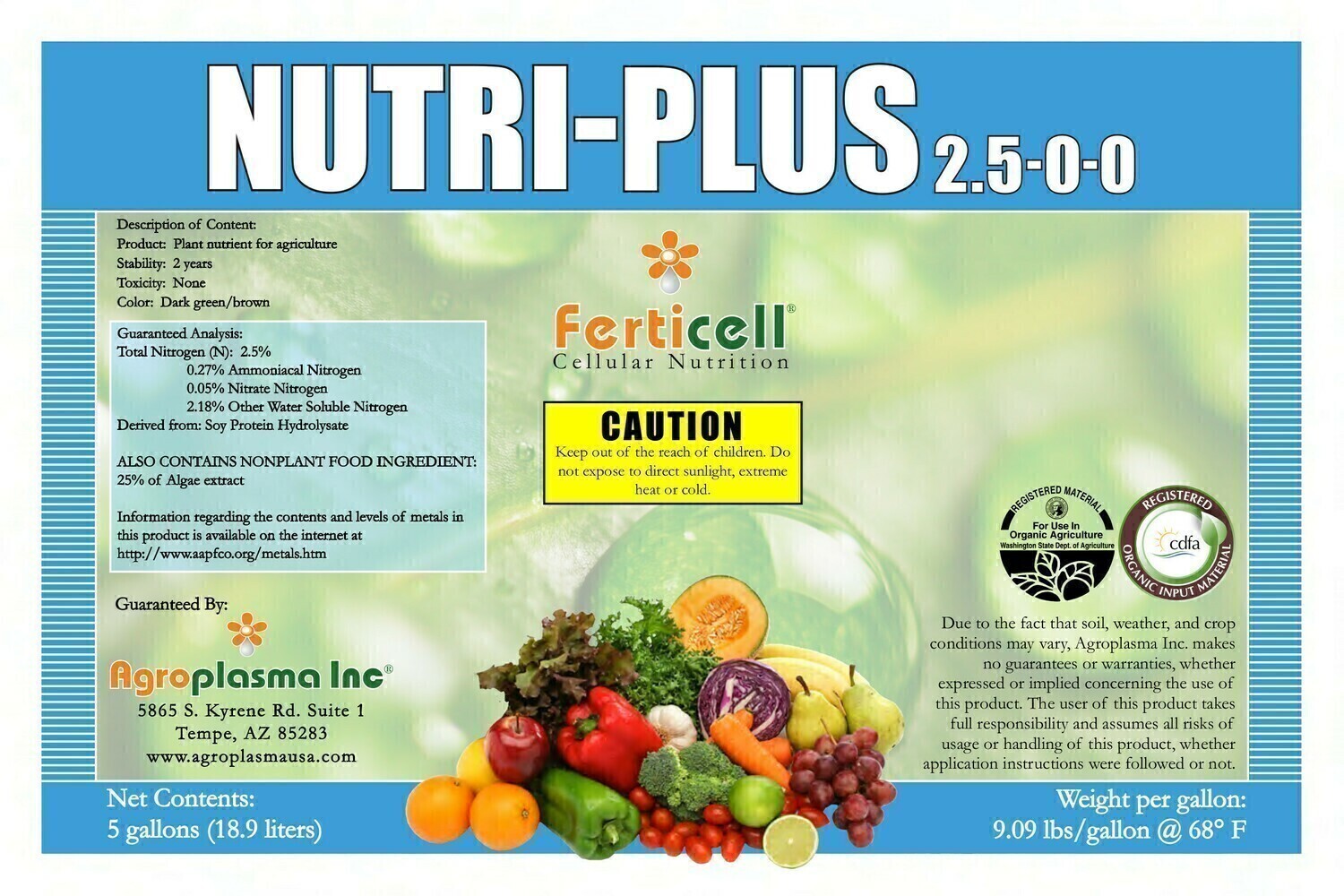 Ferticell Soluble Organic Fertilizer Nutri-Plus Amino Acids 2.5-0-0 ...
