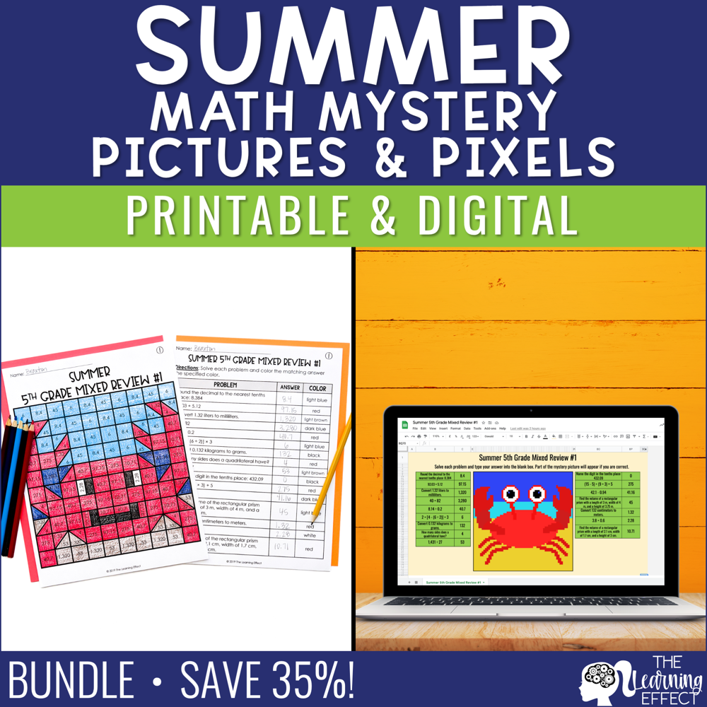 Summer Math Mystery Pictures and Pixel Art BUNDLE | Shop • The Learning ...