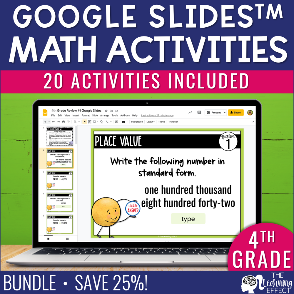 4th Grade Math Google Slides BUNDLE | All Standards Test Prep Review ...