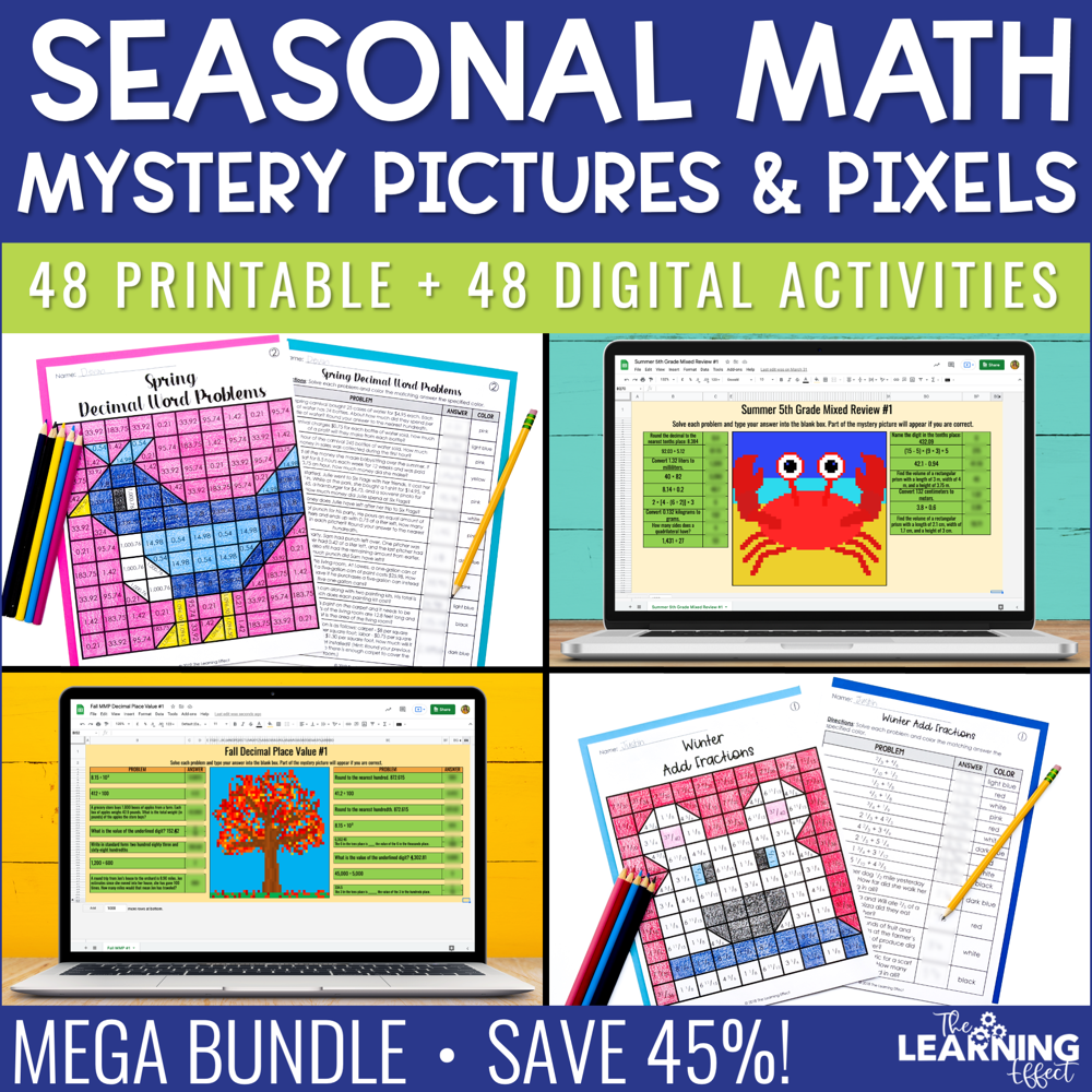 Seasonal Math Mystery Pictures & Pixel Art BUNDLE | Shop • The Learning ...