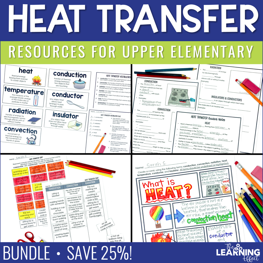 Heat Transfer Science BUNDLE | Lesson Vocabulary Activities Worksheets