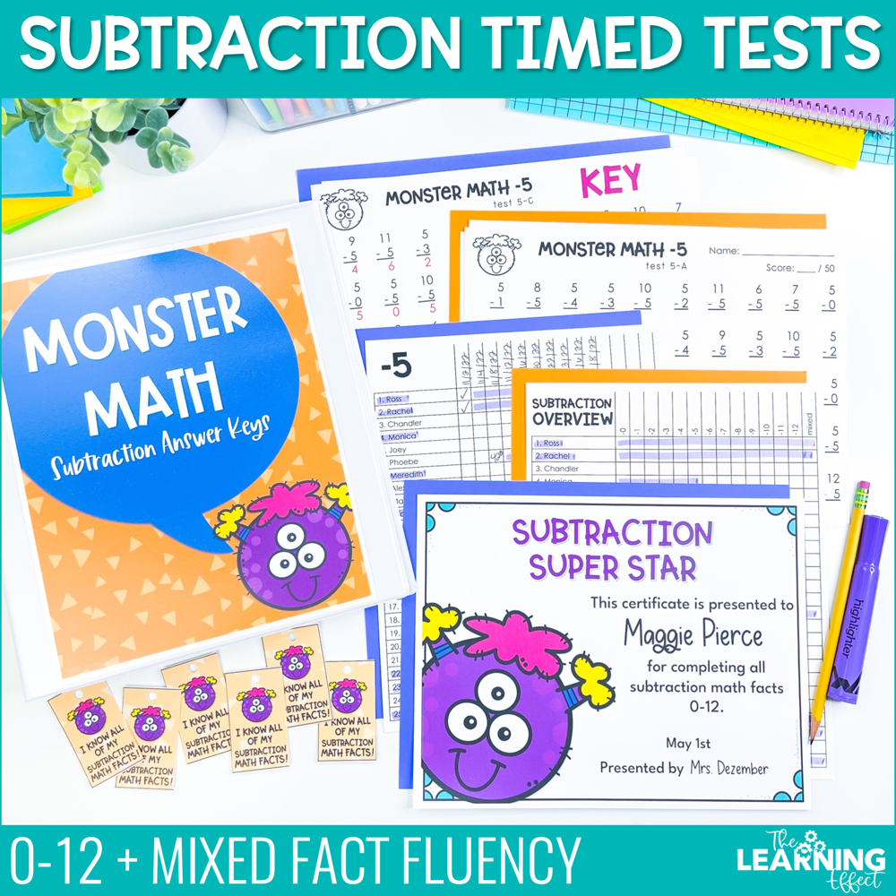 Subtraction Timed Tests | Math Facts Fluency Worksheets