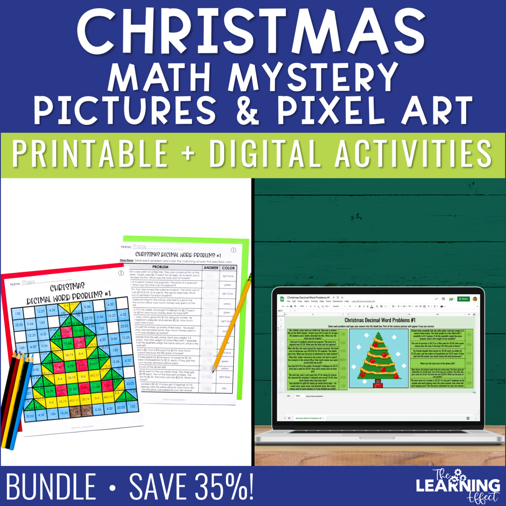 Christmas Math Activities Mystery Picture & Pixel Art BUNDLE ...