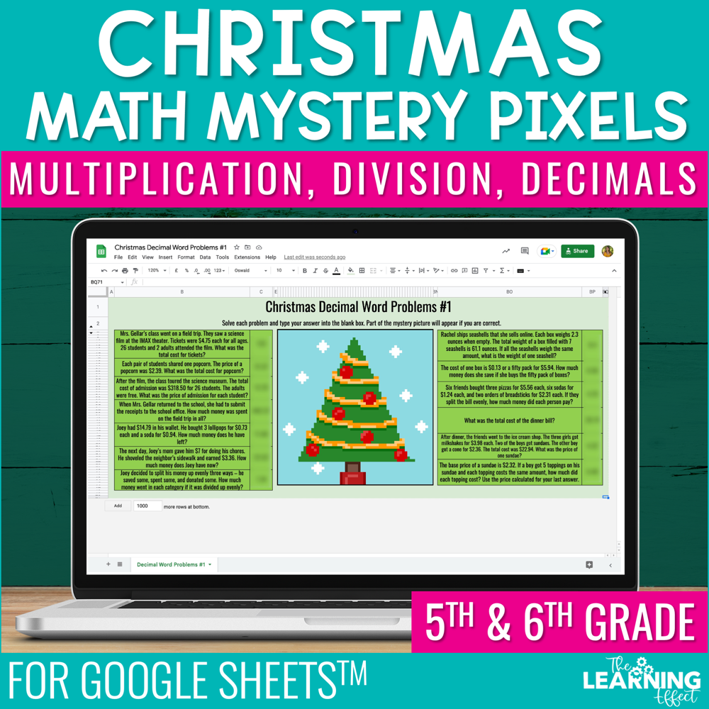 Christmas Math Activities Digital Pixel Art | Multiplication Division ...