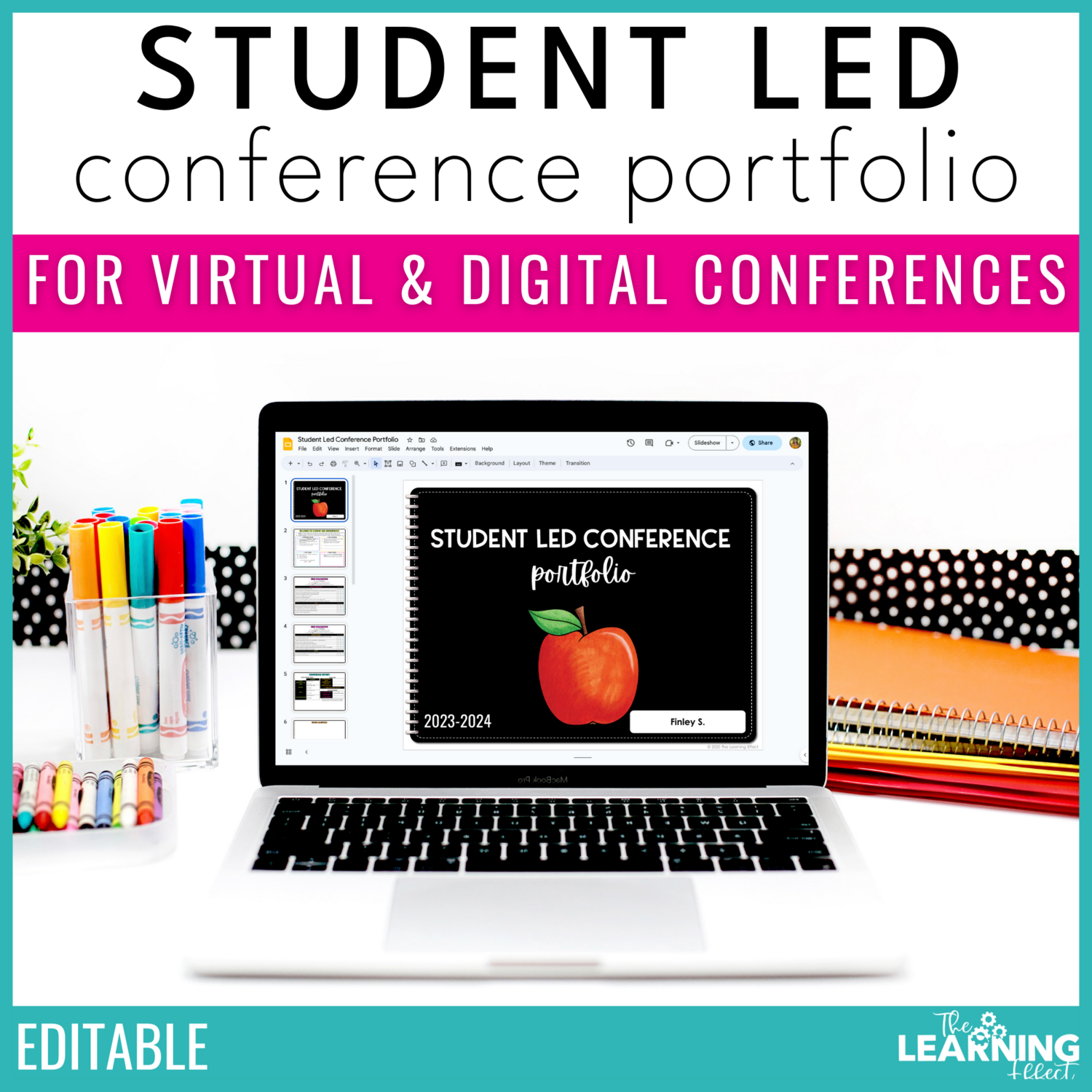 Student Led Conferences Google Slides | Editable Digital Portfolio ...