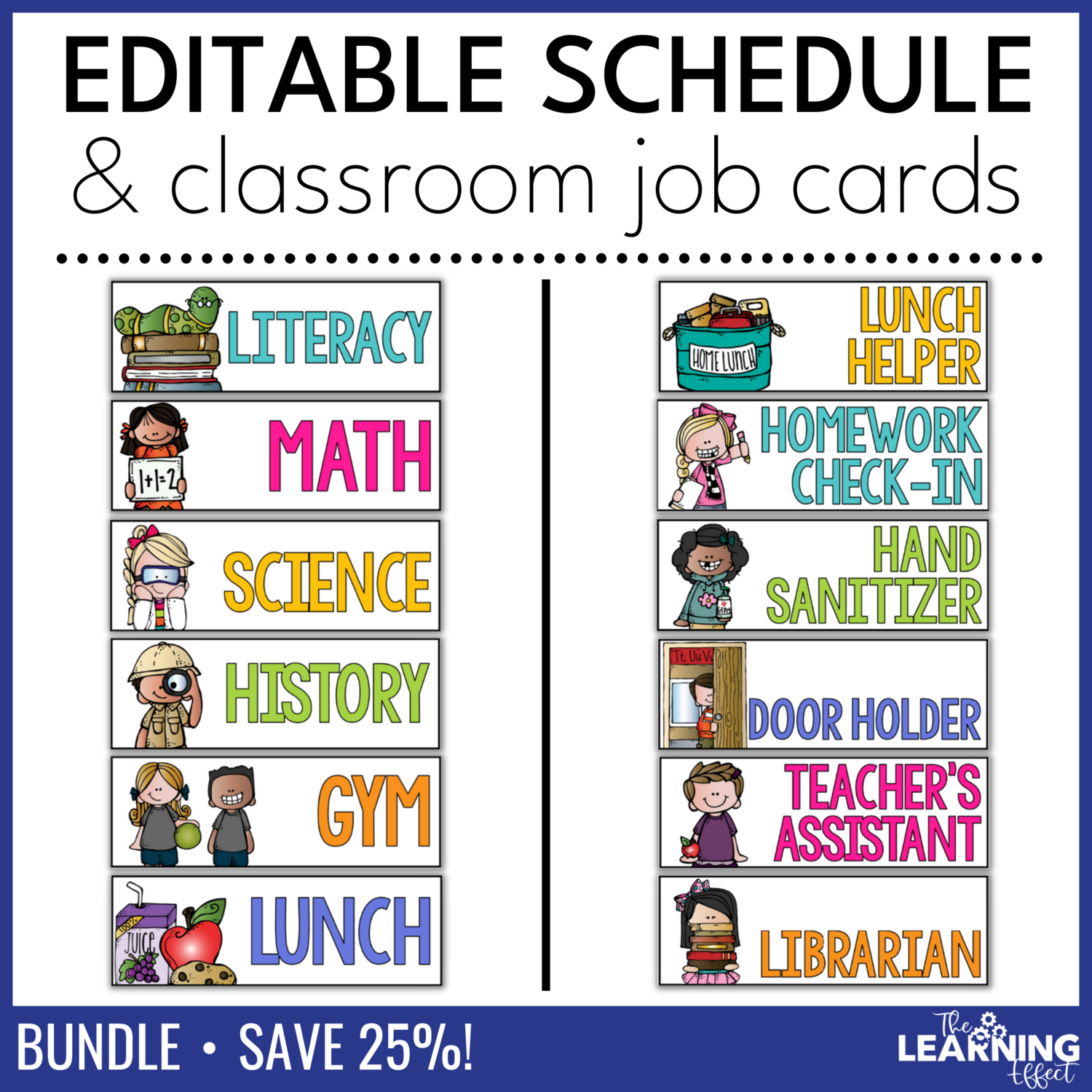Schedule Cards and Classroom Jobs Editable BUNDLE