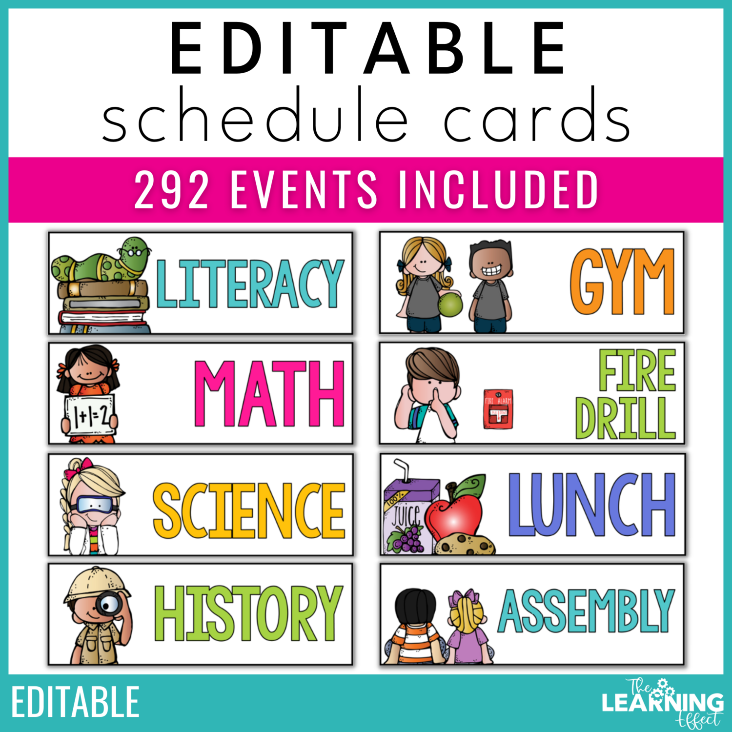 Visual Schedule Cards | Editable Daily Classroom Labels