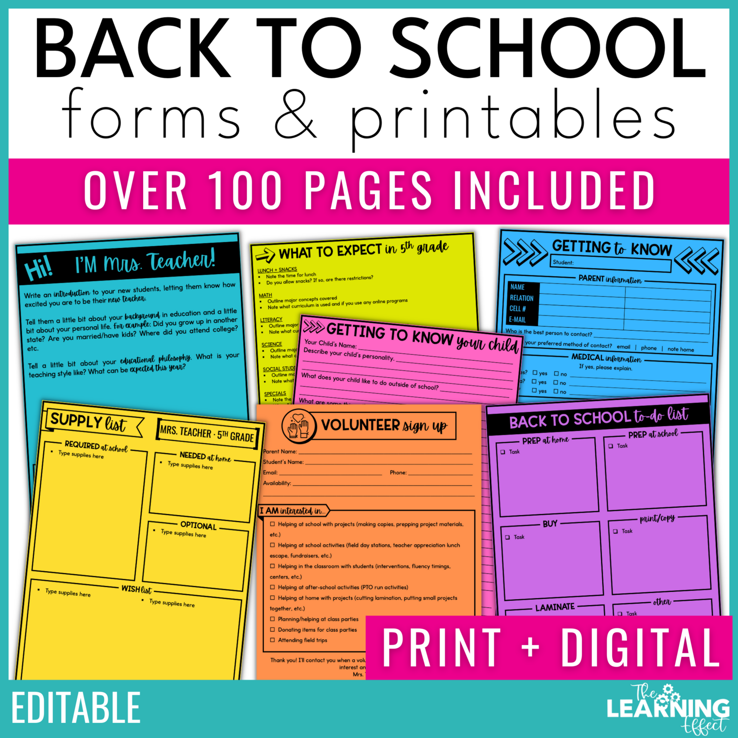 Back to School Form Templates