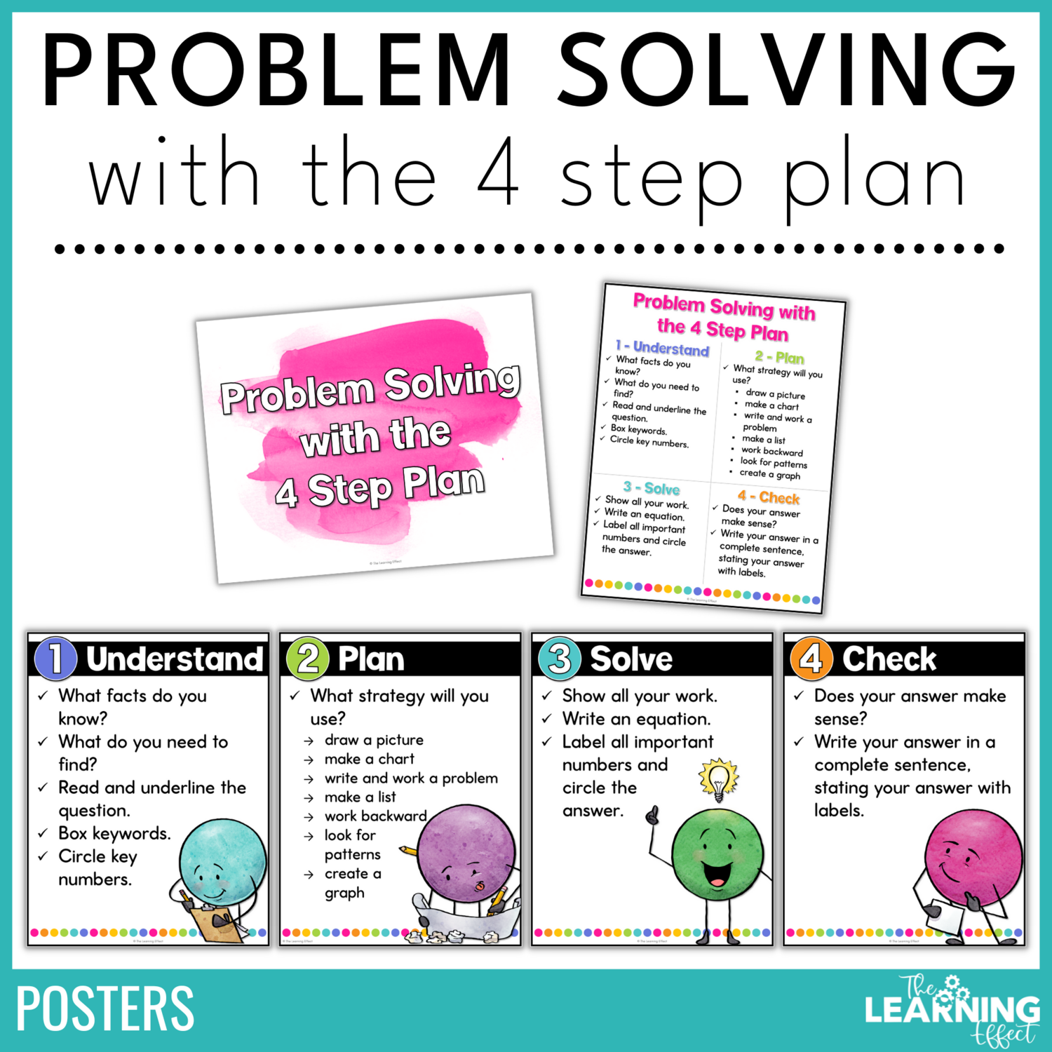 Math Problem Solving Strategies Anchor Chart Posters