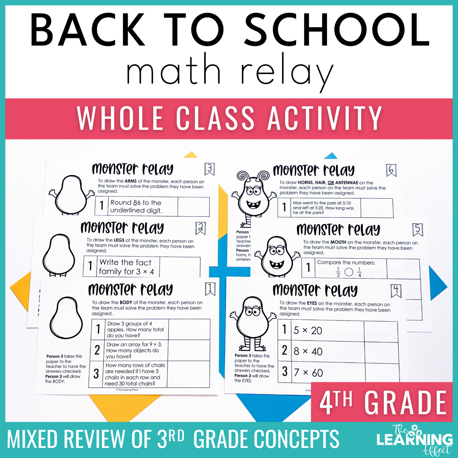 Back to School Math Game for 4th Grade
