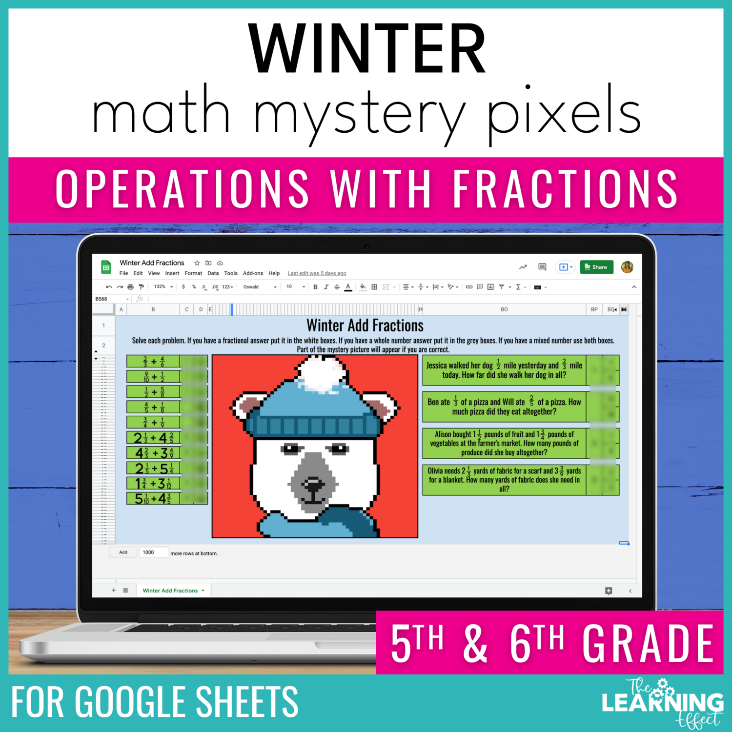 Winter Math Activities Mystery Pixel Art Google Sheets