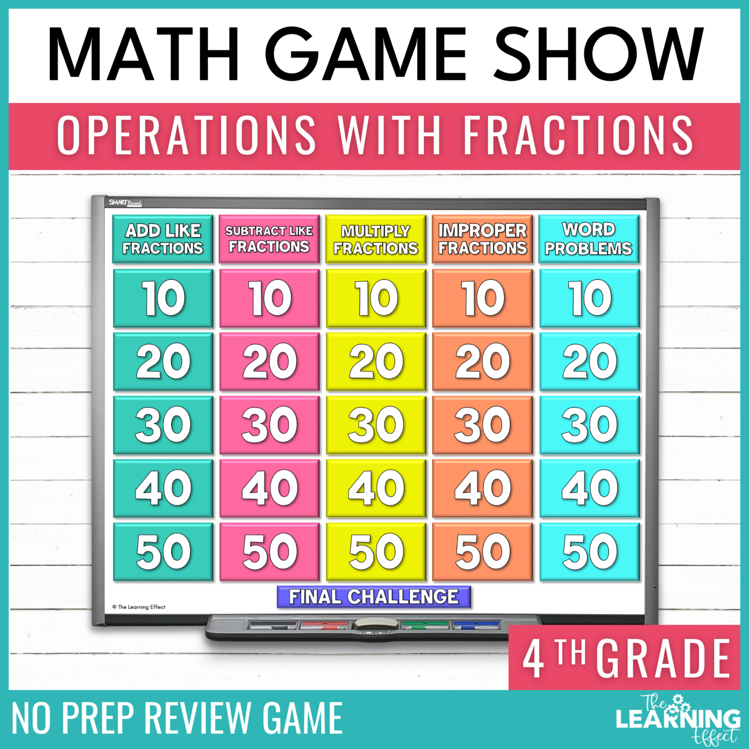 Operations with Fractions Game Show | 4th Grade Math Review Test Prep ...