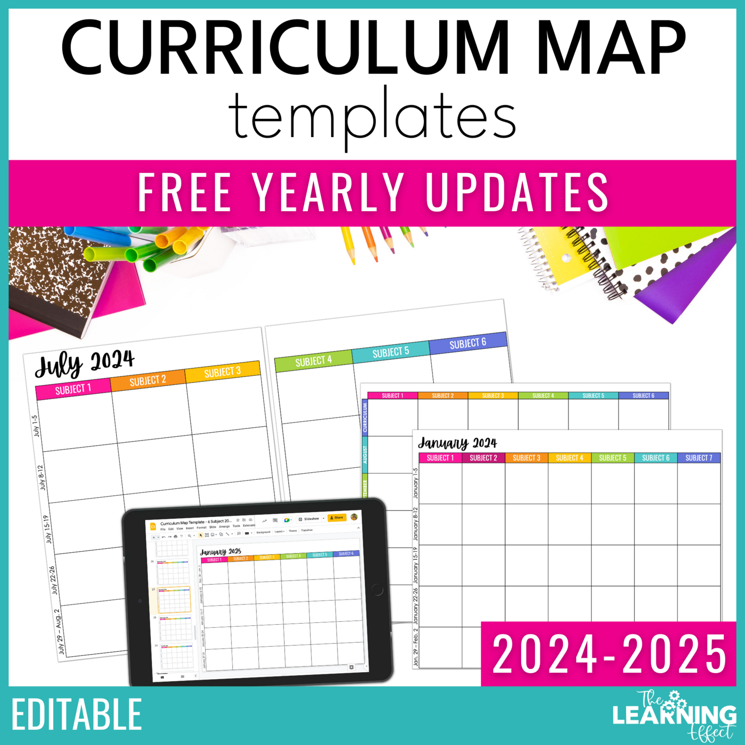 Curriculum Map & Pacing Guide Templates | Editable School Year Planning ...
