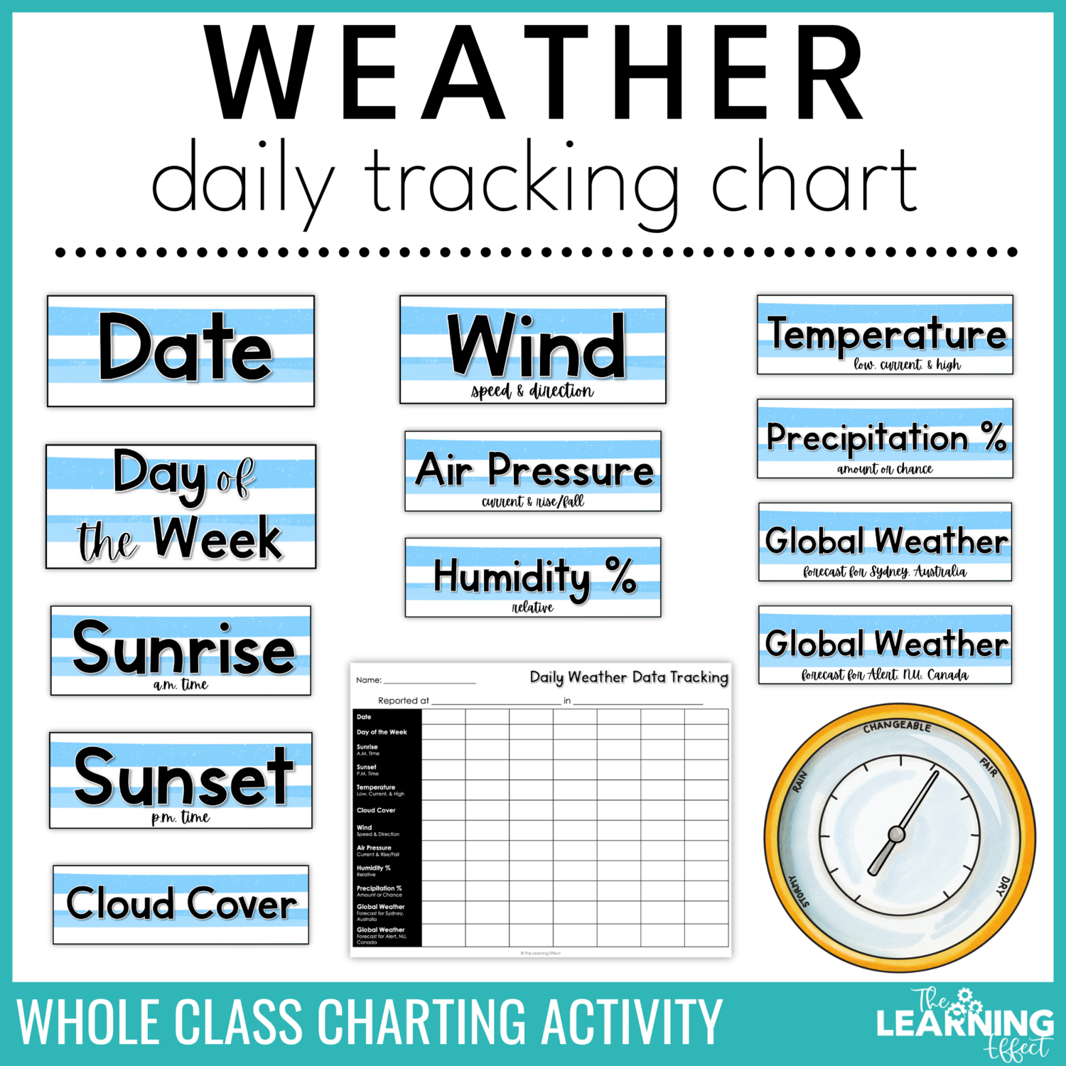 Daily Weather Tracker Data Chart | Bulletin Board Display and Log Worksheet