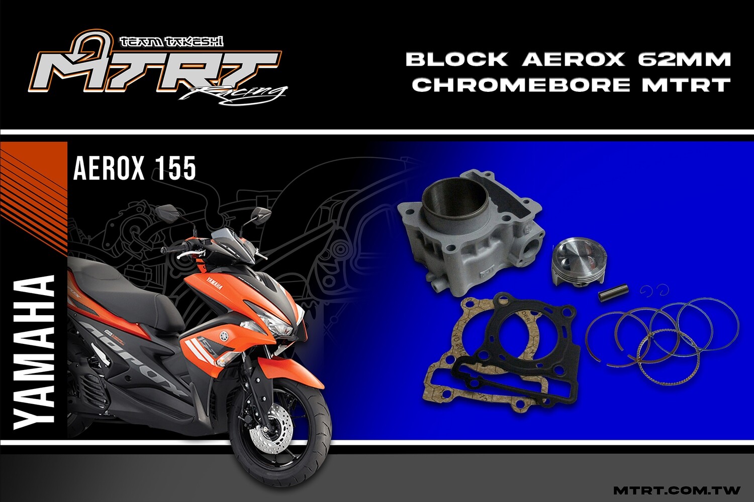 BLOCK NMAX/AEROX 62MM Chromebore MTRT