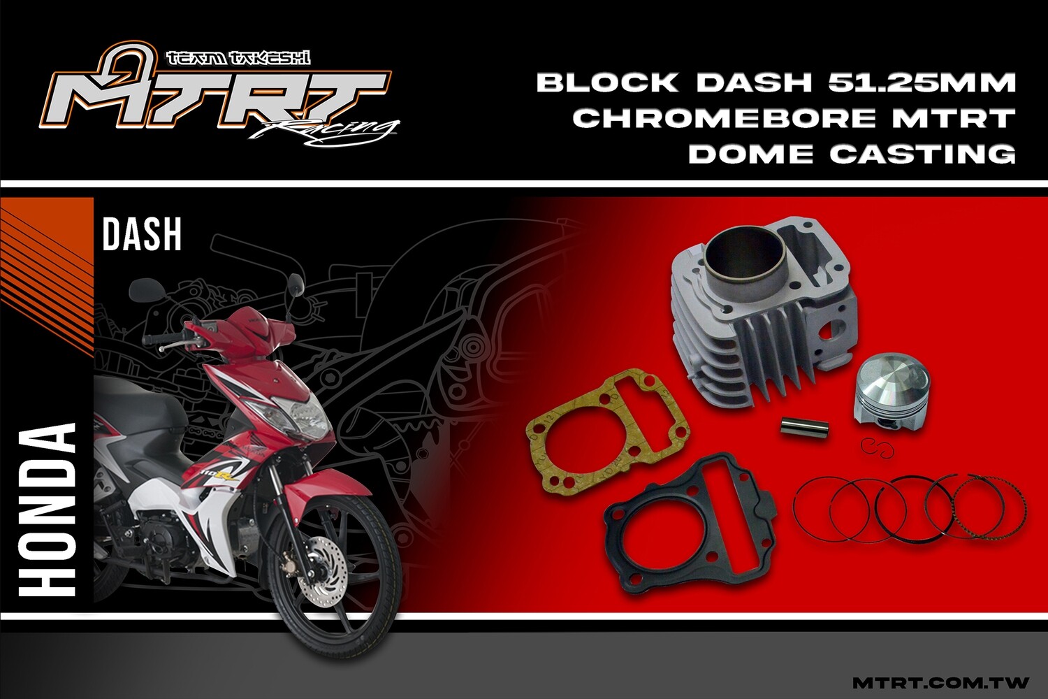 BLOCK DASH 51.25MM Chromebore MTRT Dome casting