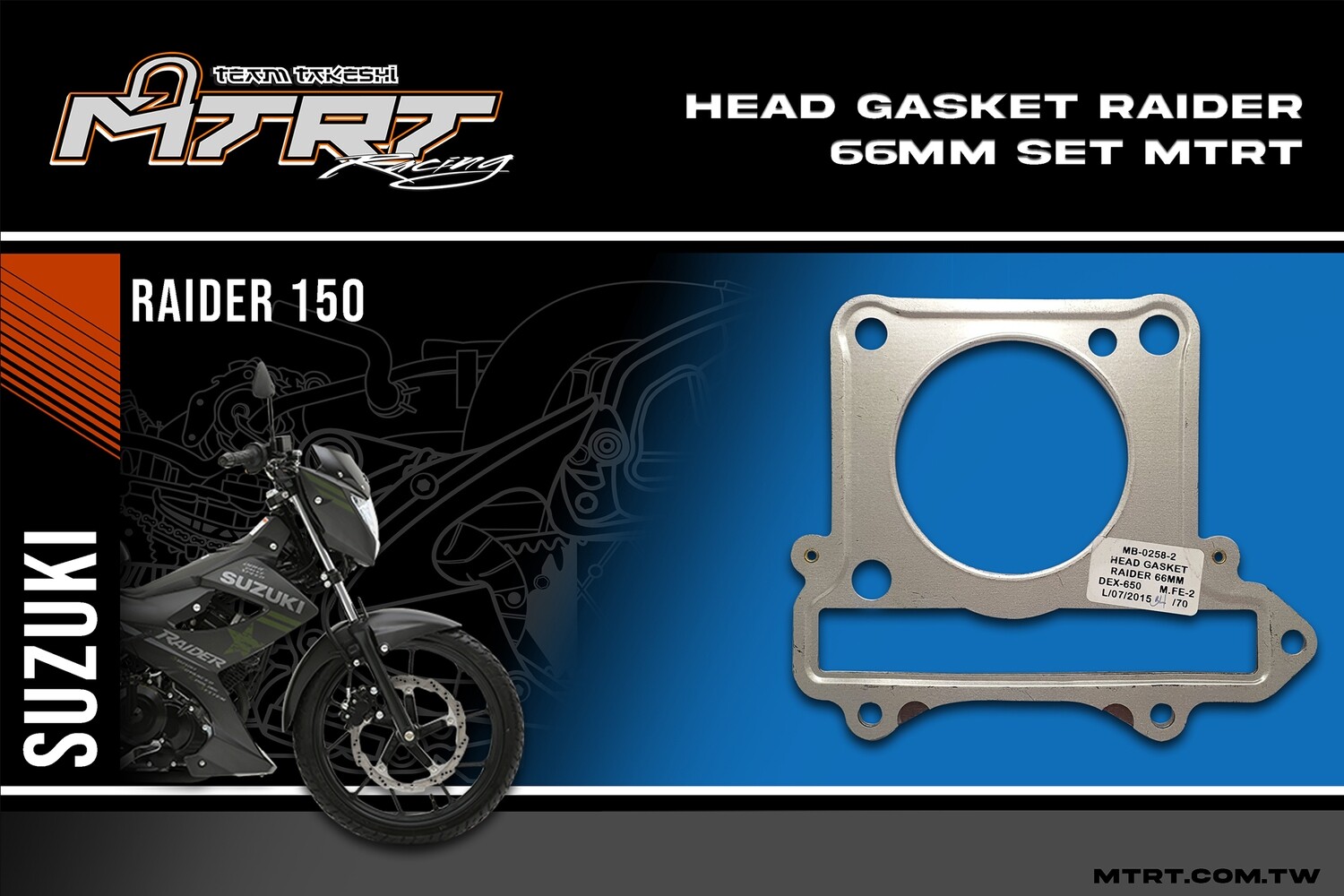 HEAD GASKET RAIDER 66MM SET MTRT