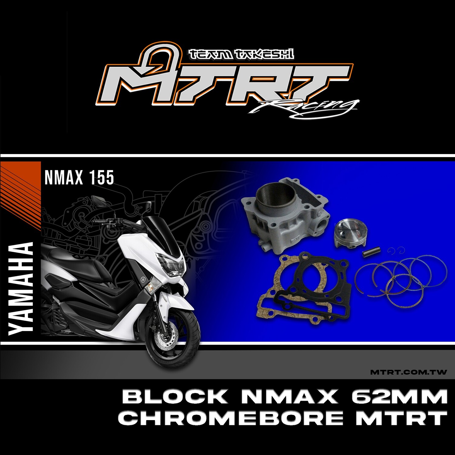 BLOCK NMAX/AEROX 62MM Chromebore cast MTRT