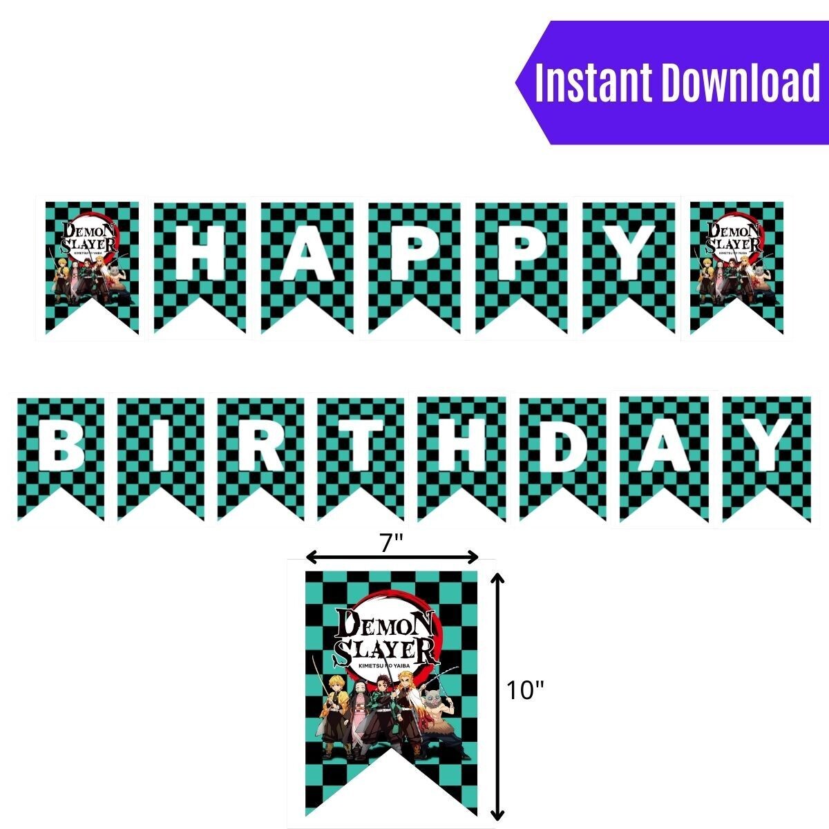 Demon Slayer Birthday Party Banner Flag Printable