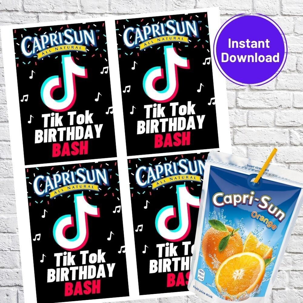 TikTok Capri Sun Pouch Labels Printable