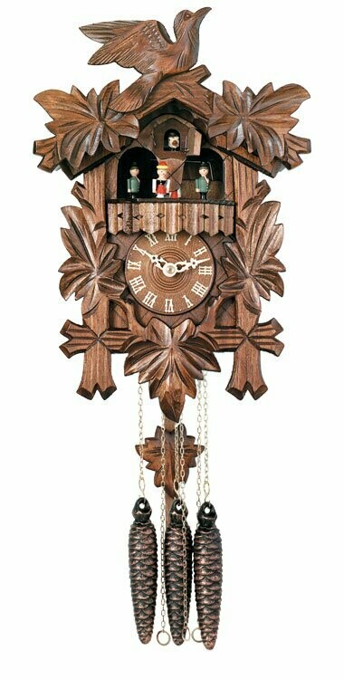 14" One Day Musical Cuckoo Clock with Dancers, Five Hand-carved Maple ...