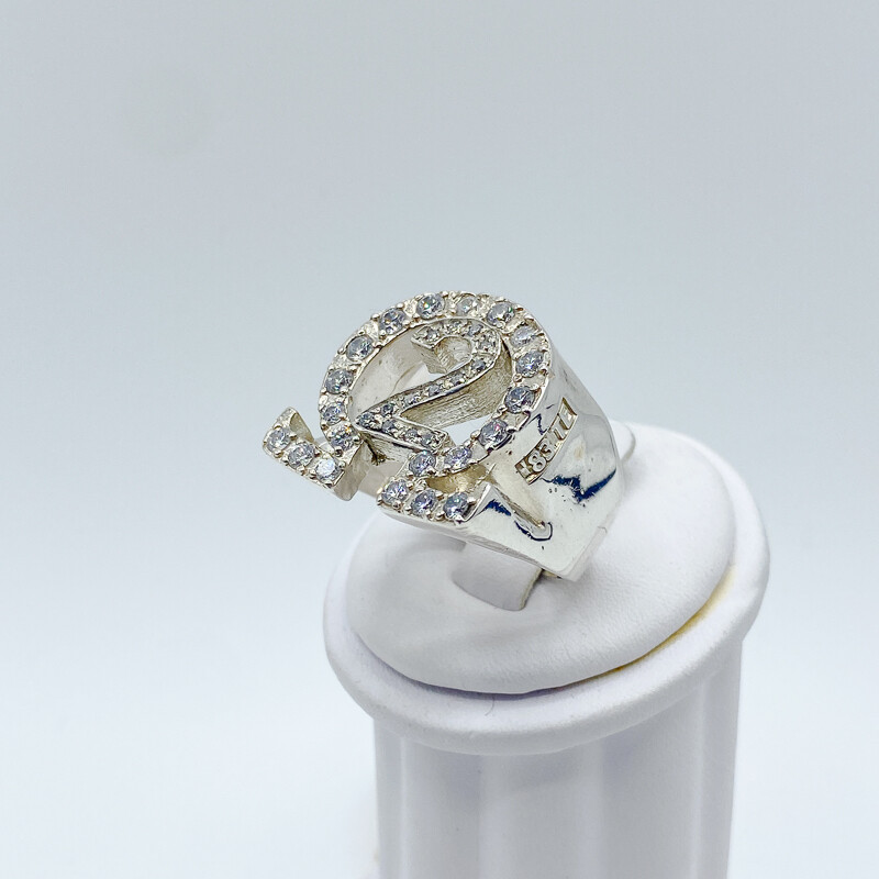 OMEGA SYMBOL RING - with Stones on Line Number