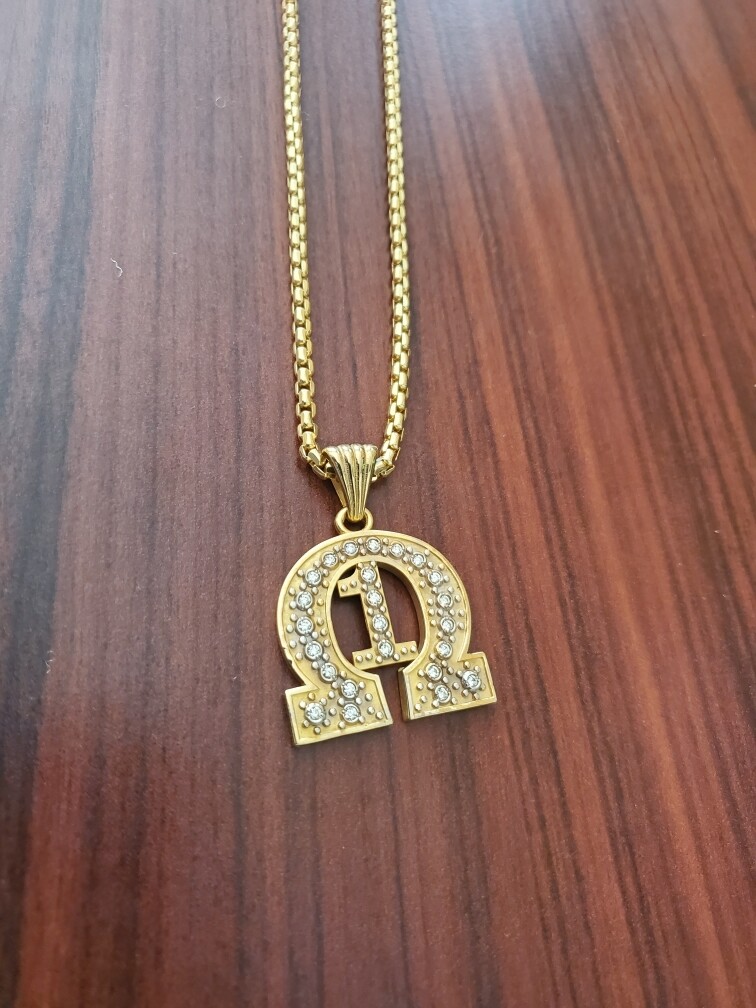 OMEGA LINE NUMBER SYMBOL GOLD PENDANT