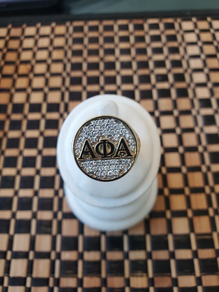 ALPHA PHI ALPHA GOLD DIAMOND ROUND RING