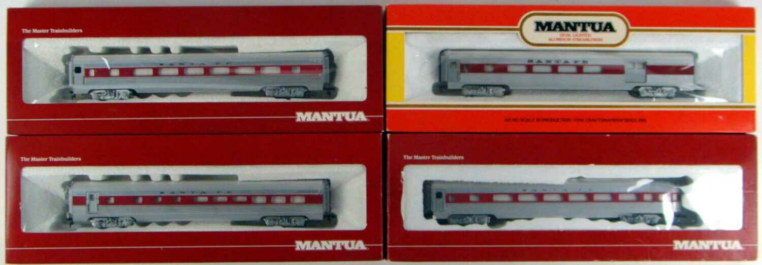 CLASSIC Mantua 4-Coach Santa Fe Streamlined Coach Set HO Scale (2)