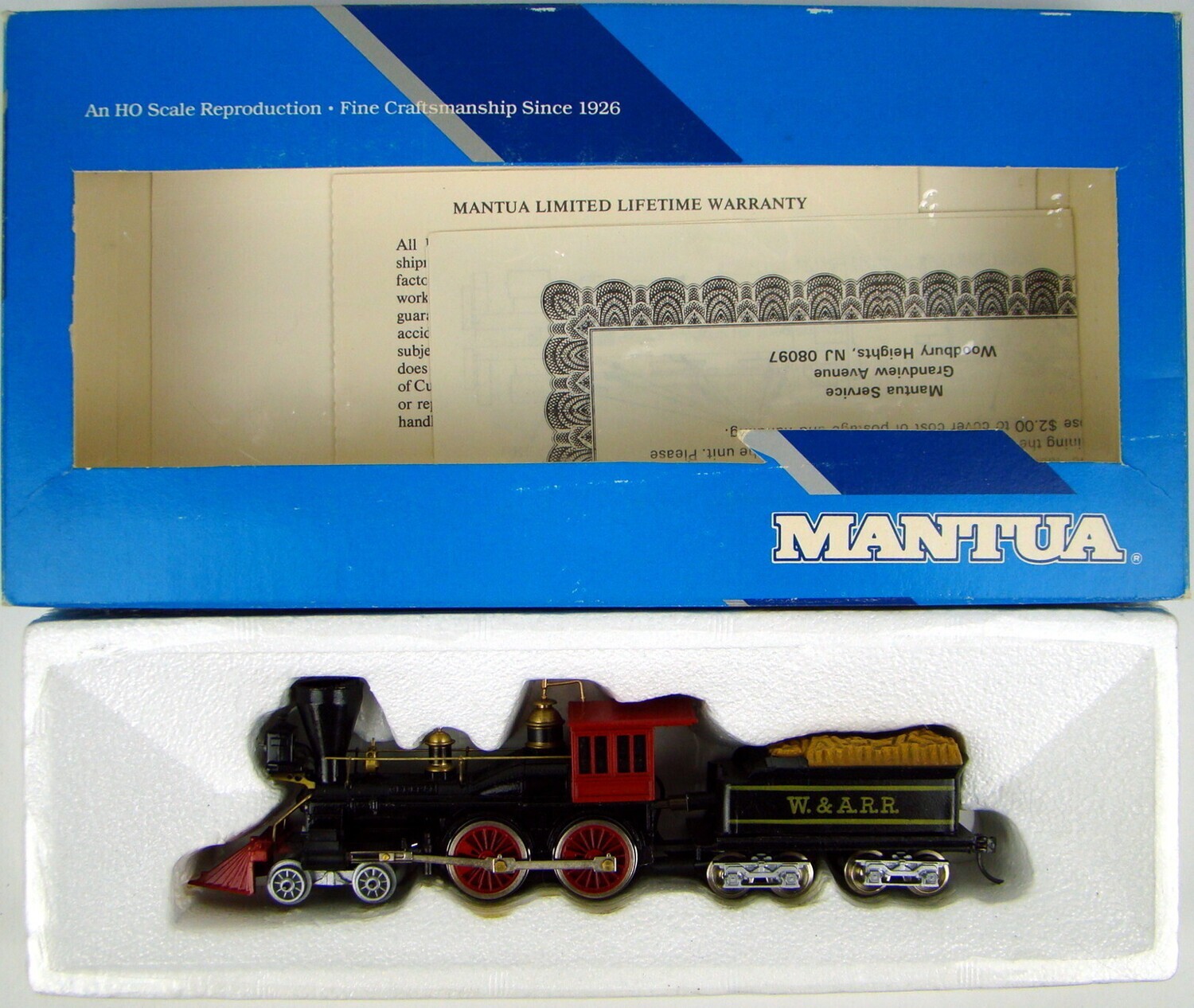 Mantua 307-44 W&ARR 4-4-0 American Standard Locomotive w/CanDrive HO Scale