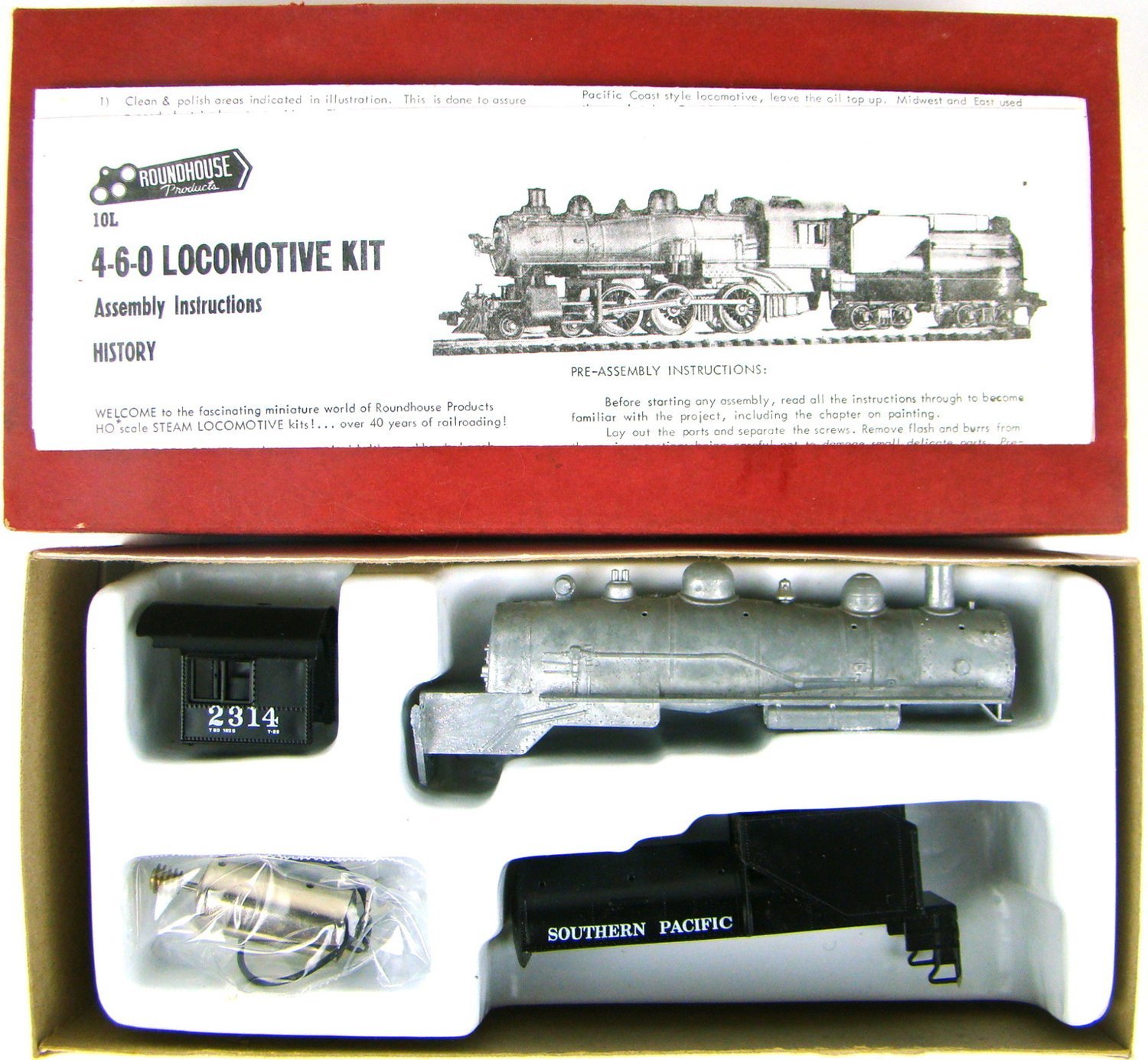 Roundhouse 456 SP Harriman 4-6-0 Ten Wheeler Kit w/Can Motor HO Scale