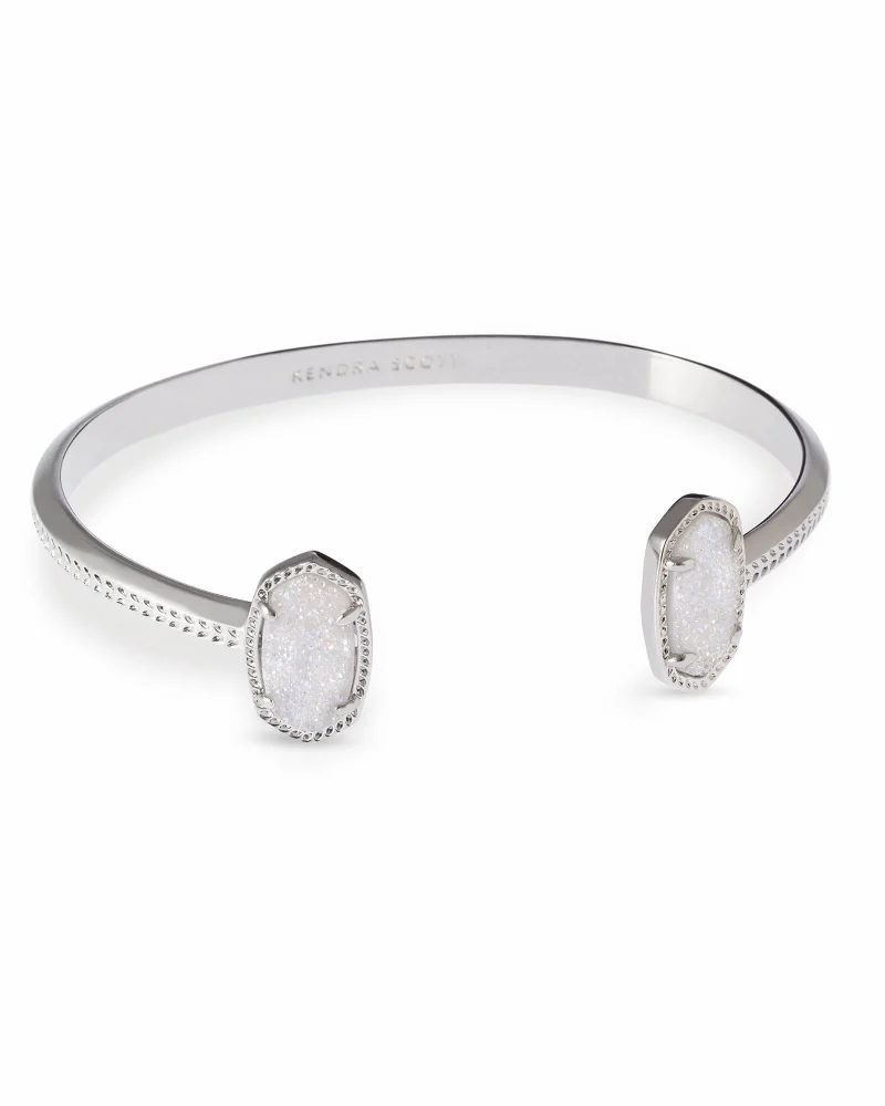Kendra Scott Elton Silver Cuff Bracelet In Iridescent Drusy