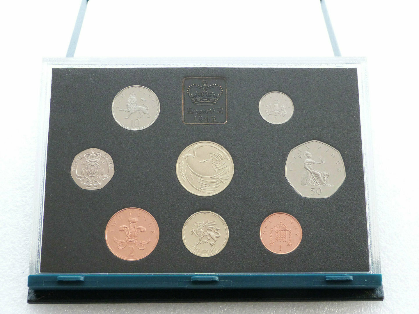 1995 Royal Mint Standard Proof 8 Coin Set Blue Case Coa