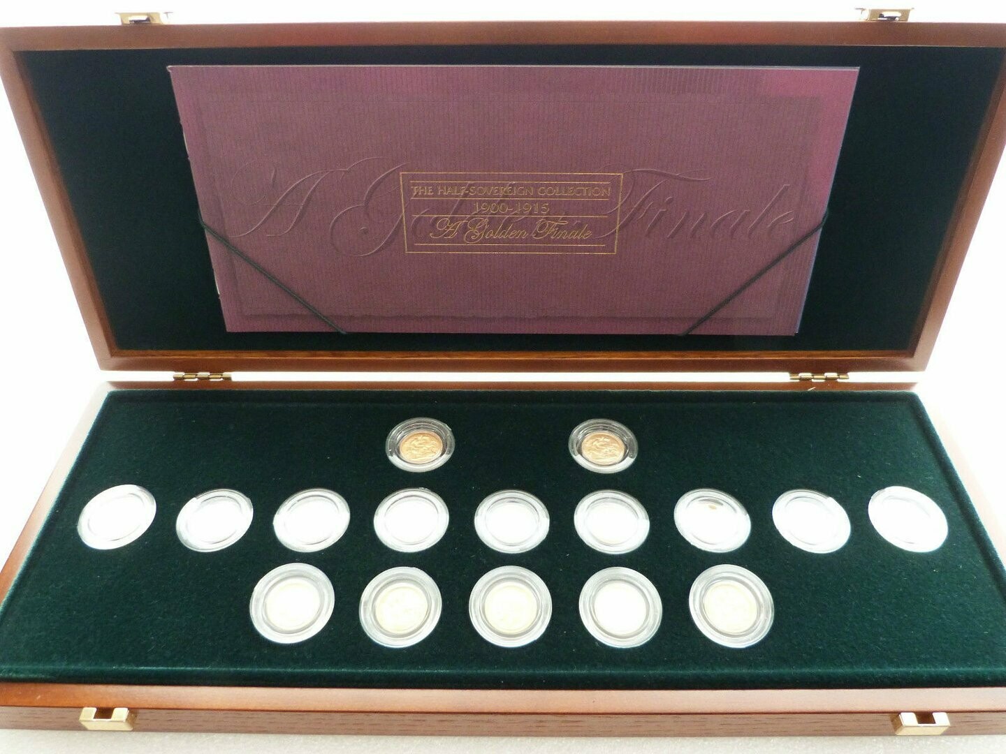 1900 - 1915 Golden Finale Half Sovereign Gold 16 Coin Set Box Coa