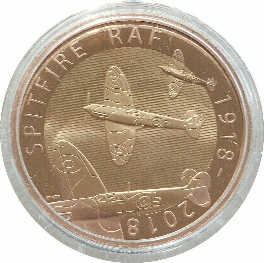 2018 Royal Air Force Spitfire £2 Gold Proof Coin Box Coa