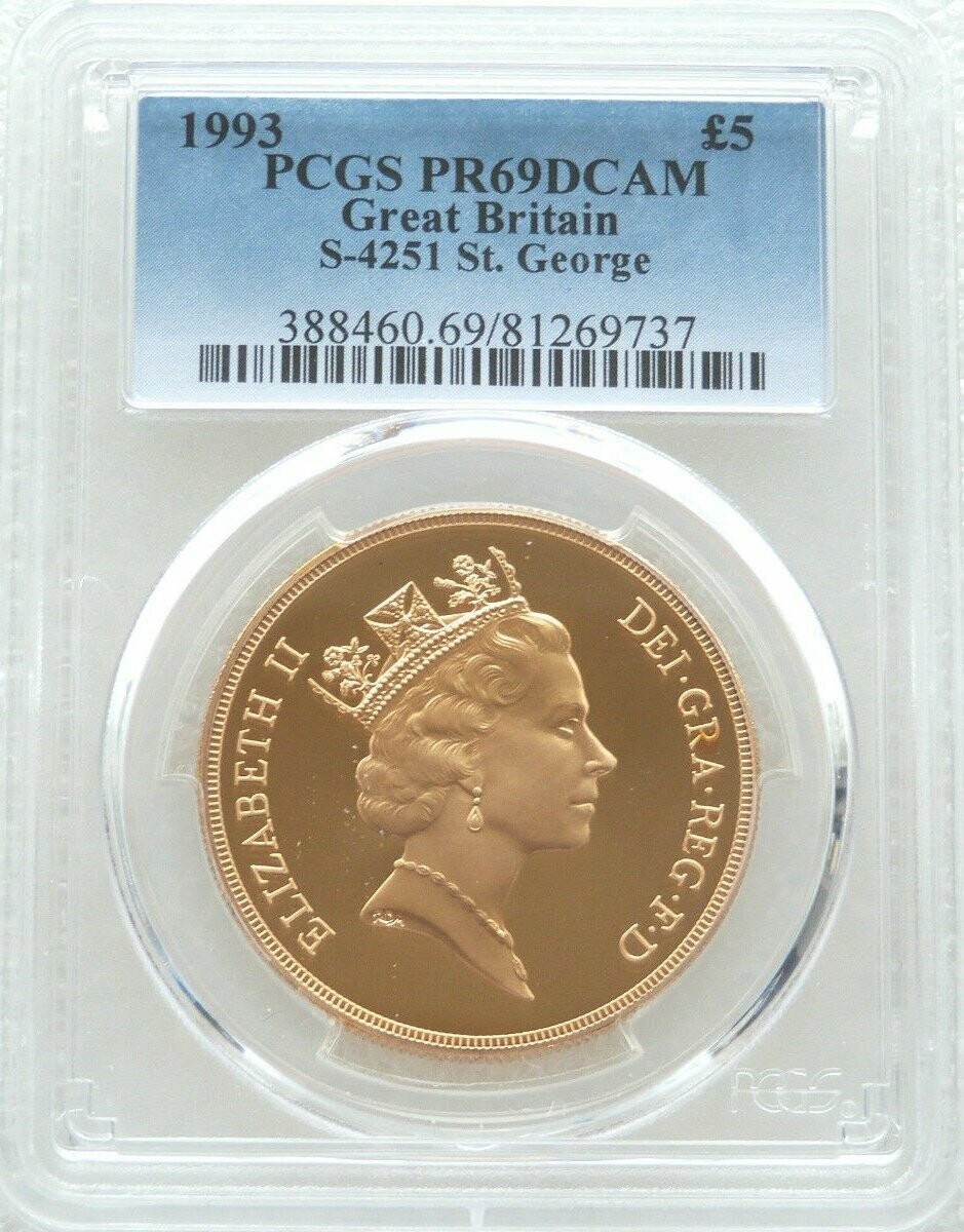 1993 St George and the Dragon £5 Sovereign Gold Proof Coin PCGS PR69 DCAM