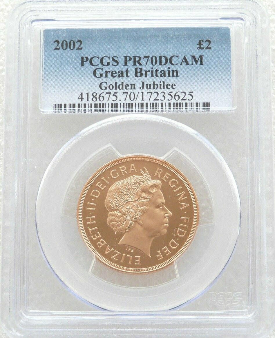 2002 Golden Jubilee £2 Gold Proof Double Sovereign Coin PCGS PR70 DCAM