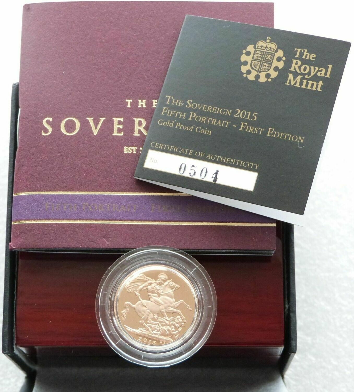 2015 St George and the Dragon Gold Proof Full Sovereign Coin Box Coa