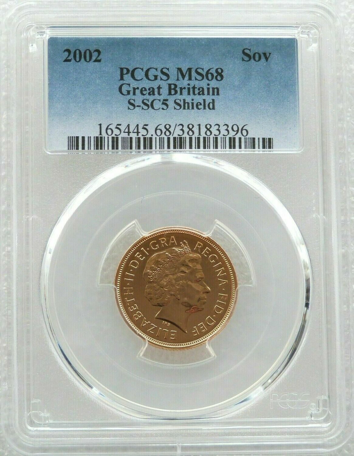 2002 Golden Jubilee Gold Full Sovereign Coin PCGS MS68