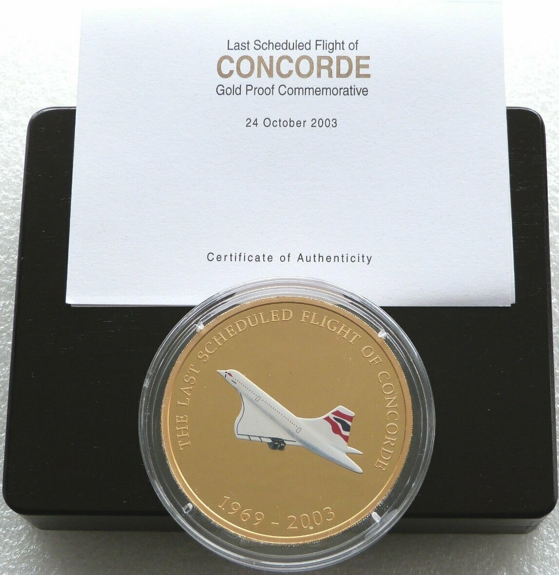 2003 Final Flight Concorde Gold Proof 5oz Coin Medal