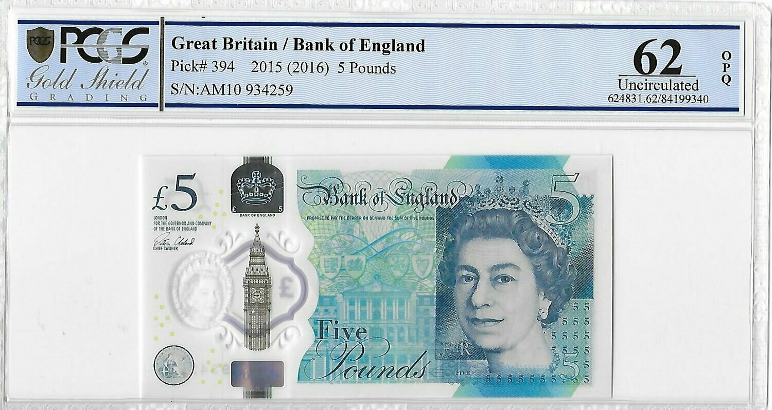 2016 Bank of England Victoria Cleland Polymer Churchill £5 Five Pound ...