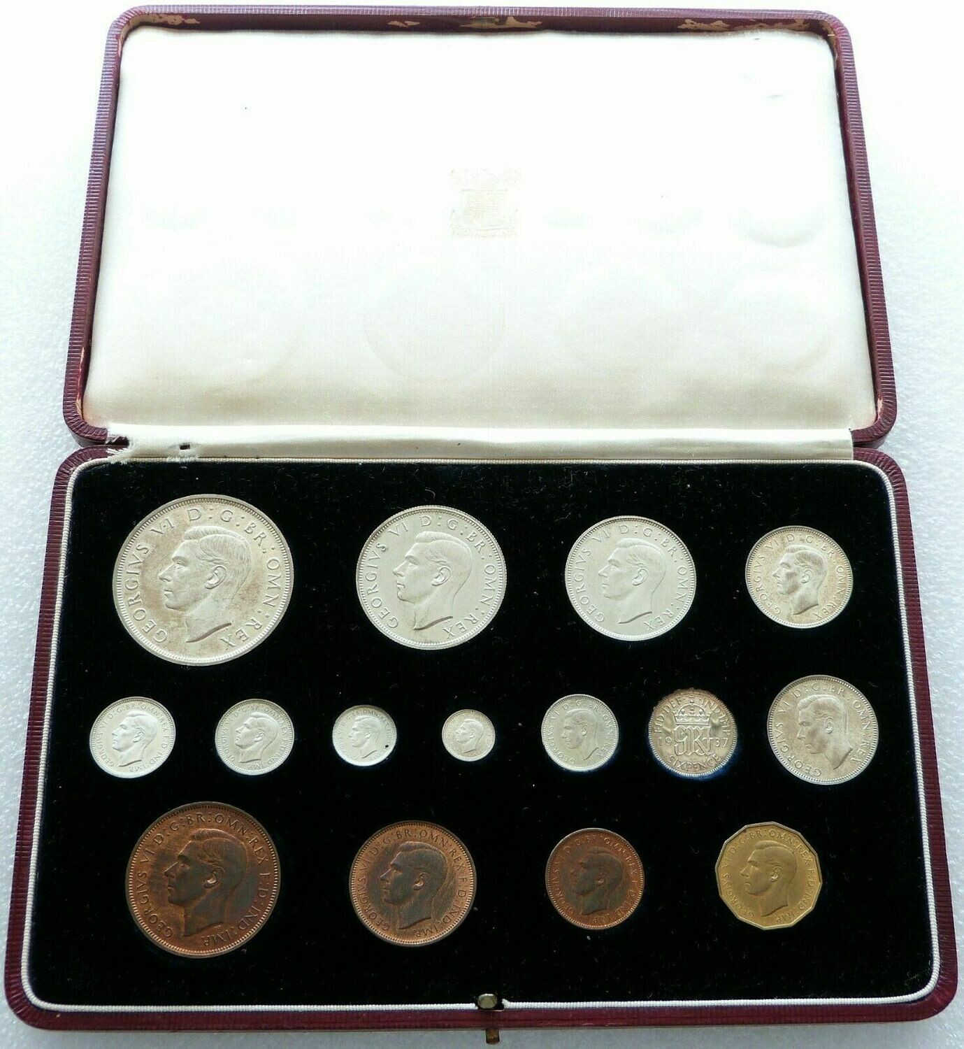 1937 George VI Coronation Proof 15 Coin Set - Crown to Farthing Inc ...