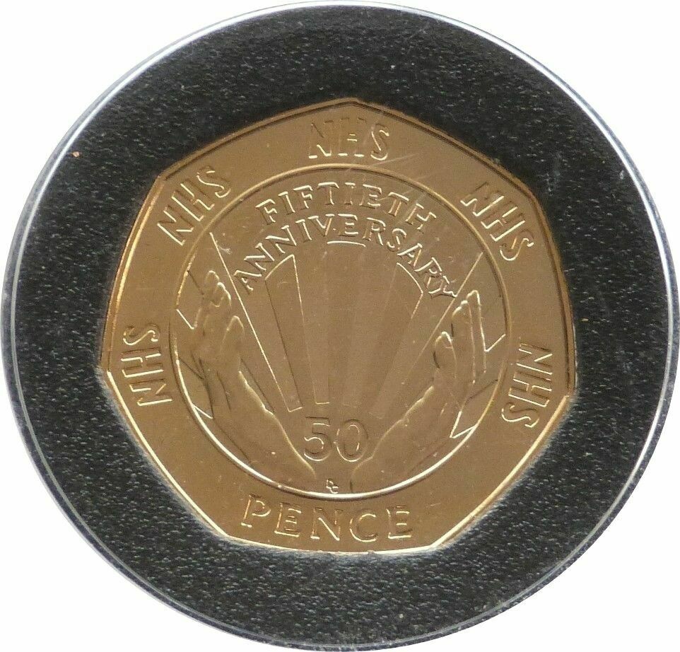 2009 National Health Service NHS 50p Gold Plated Proof Coin - 1998
