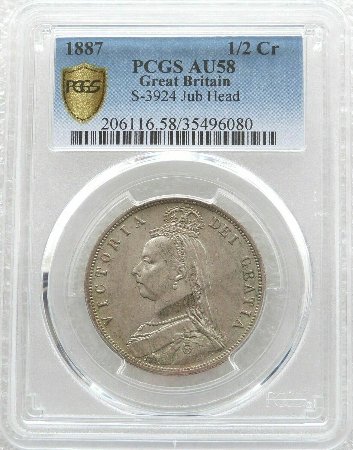 1887 Victoria Half Crown Silver Coin PCGS AU58