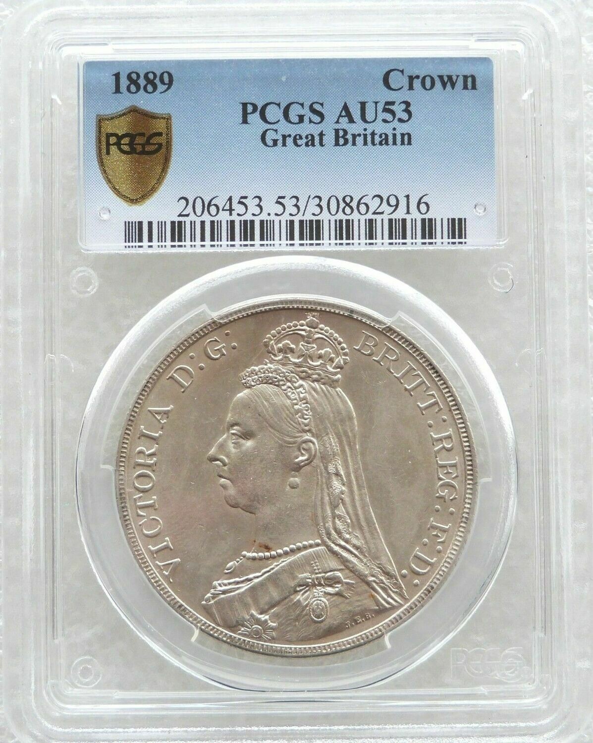 1889 Victoria St George and Dragon Silver Crown Coin PCGS AU53