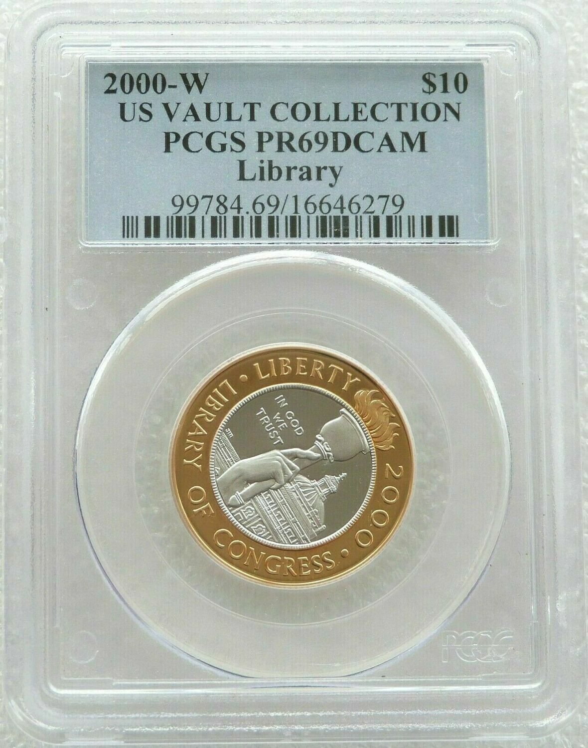 2000-W American Library of Congress Bi-Metal $10 Platinum Gold Proof ...