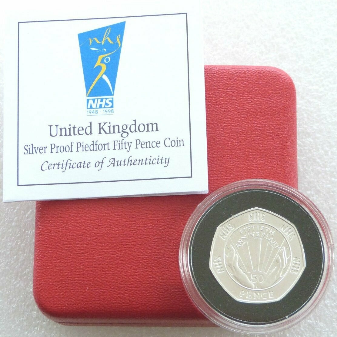 1998 National Health Service NHS Piedfort 50p Silver Proof Coin Box Coa 1998 National Health Service NHS Piedfort 50p Silver Proof Coin Box Coa